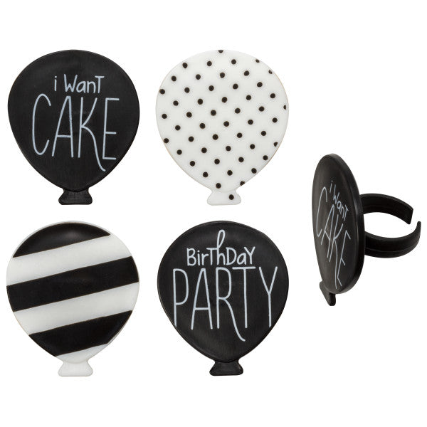 CKS Black & White Birthday Bundle (Edible Marker & Rings, 5Pk ...